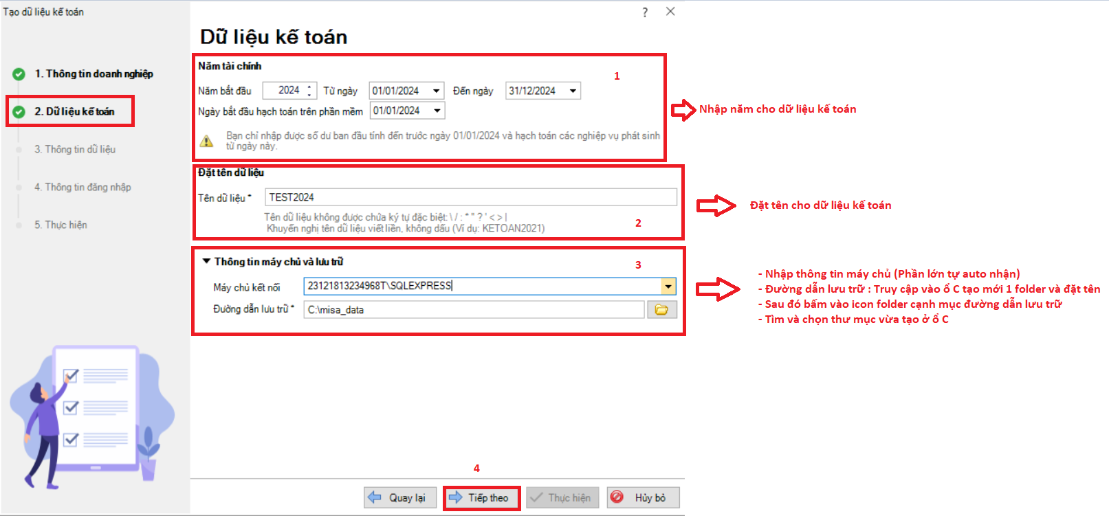 Hướng dẫn tạo mới dữ liệu kế toán và chọn đường dẫn lưu trữ dữ liệu ...